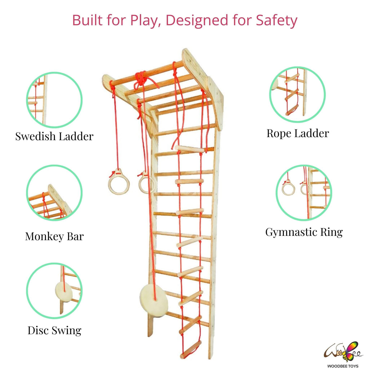 Swedish Ladder for Kids – Multi-Functional Climbing Frame | WoodBee Toys