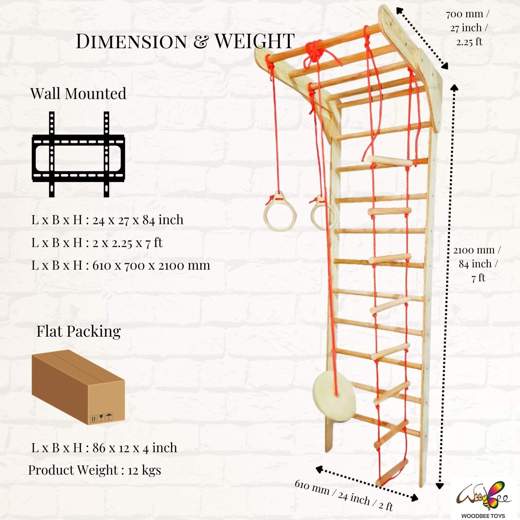 Swedish Ladder for Kids – Multi-Functional Climbing Frame | WoodBee Toys