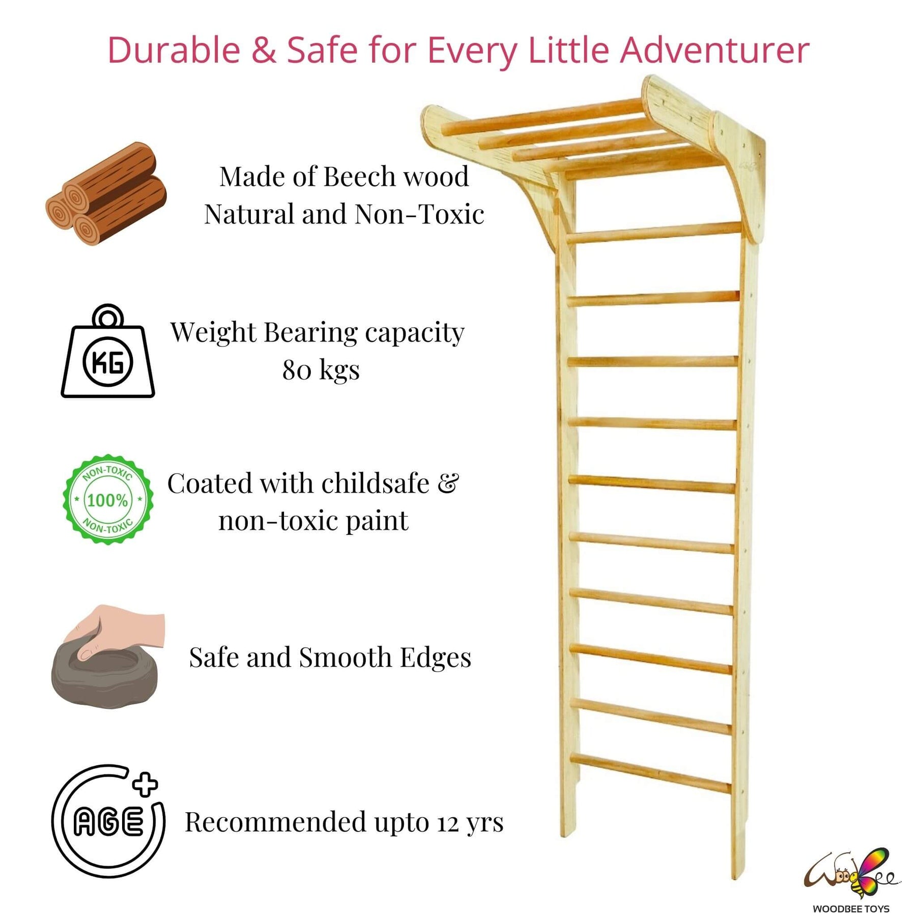 Swedish Ladder for Kids – Multi-Functional Climbing Frame | WoodBee Toys