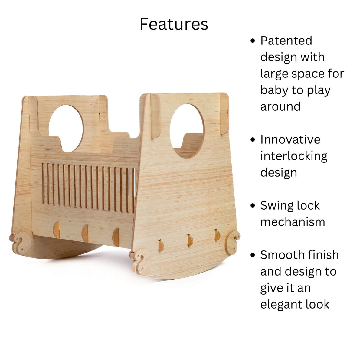 Buy Wooden Cradle | With Locking Mechanism | WoodBee Toys